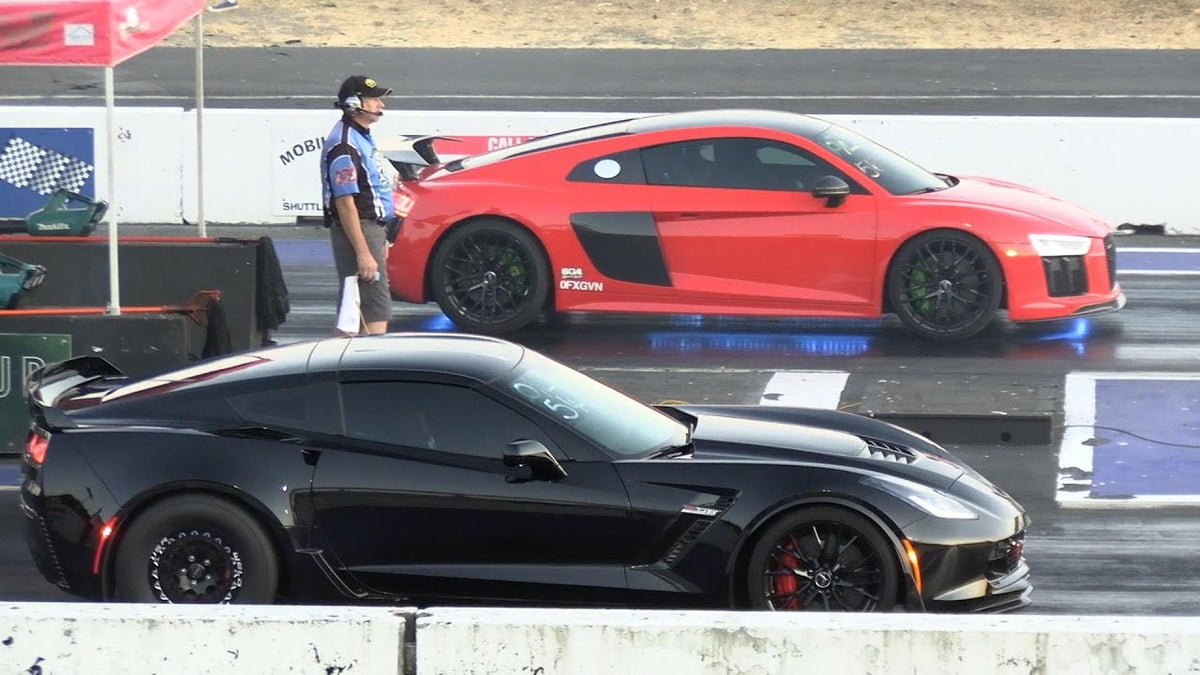 Zo6 Corvette vs Audi R8 - drag racing – Dragstrips.com